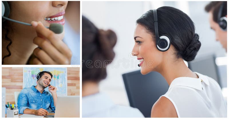 Collage of Customer Service Help Team in Call Center Stock Photo ...