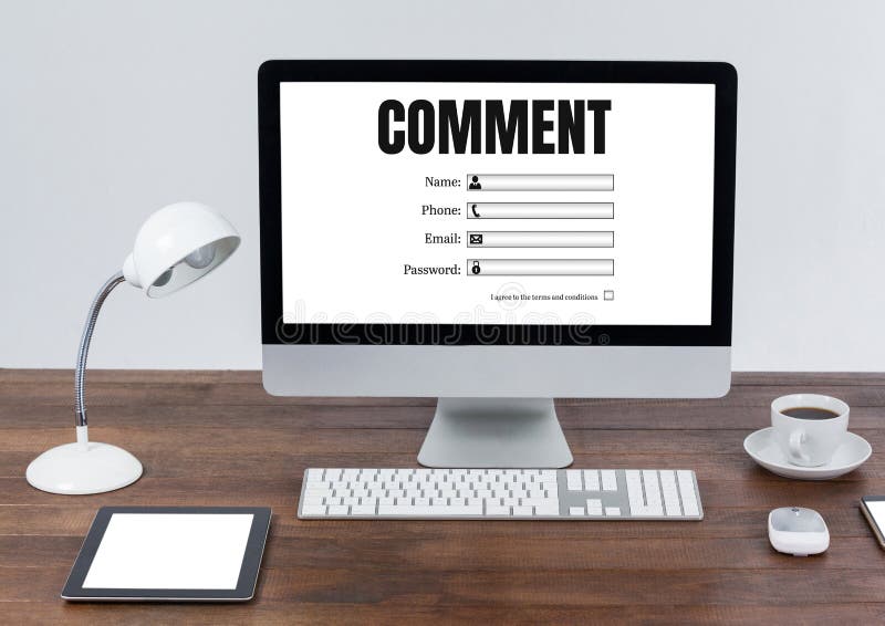 Comment Text and Graphic on Computer Screen Stock Photo - Image of ...