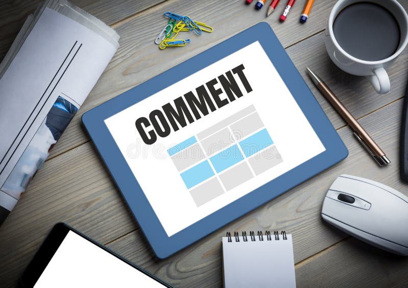 Comment Text and Graphic on Tablet Screen Stock Photo - Image of shape ...