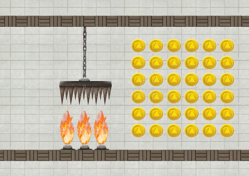 Computer Game Level with Coins and Traps Stock Illustration ...