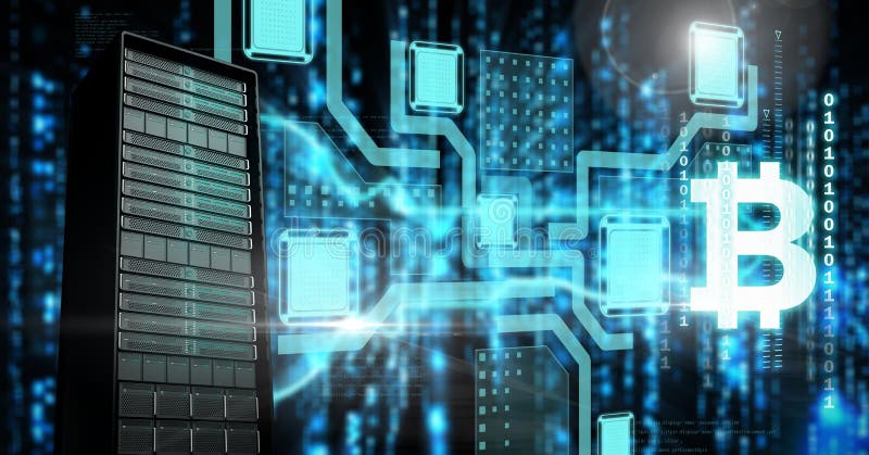 Computer Server and Bitcoin Technology Information Interface Stock ...