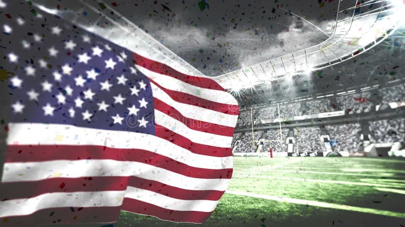 Confetti Falling Down in Stadium Stock Video - Video of flag, people ...