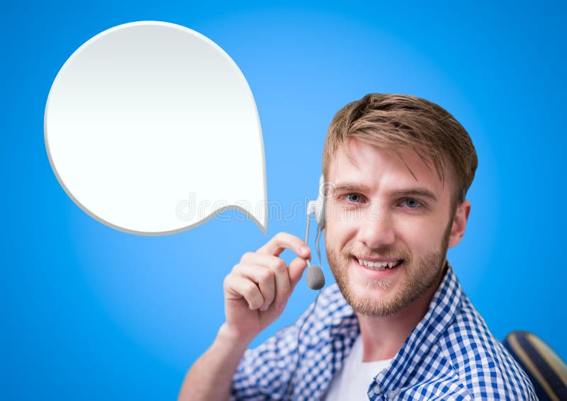 Customer Care Service Man with Chat Bubble Stock Photo - Image of ...