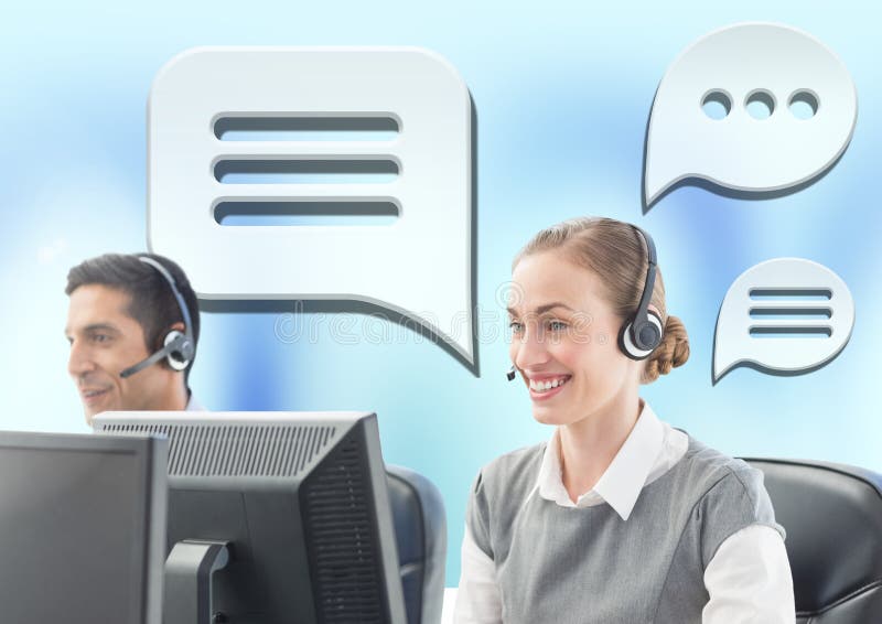 Customer Care Service People with Chat Bubbles Stock Image - Image of ...