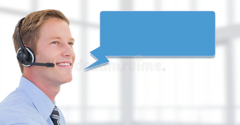 Customer Service Man with Chat Bubble Stock Photo - Image of corporate ...