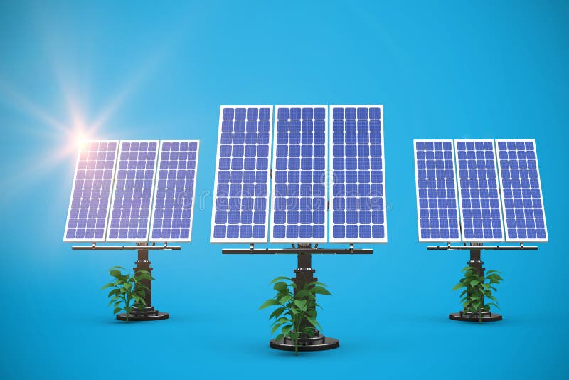 Digital Composite of 3d Solar Panel Stock Illustration - Illustration ...