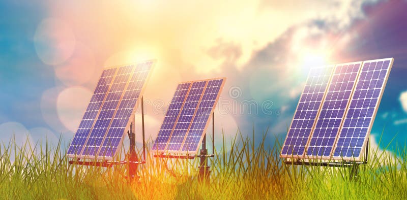 Digital Composite of 3d Solar Panel Stock Illustration - Illustration ...