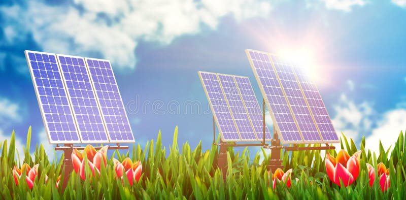 Digital Composite of 3d Solar Panel Stock Illustration - Illustration ...