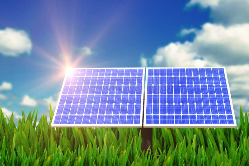 Digital Composite of 3d Solar Panel Stock Image - Image of blue ...