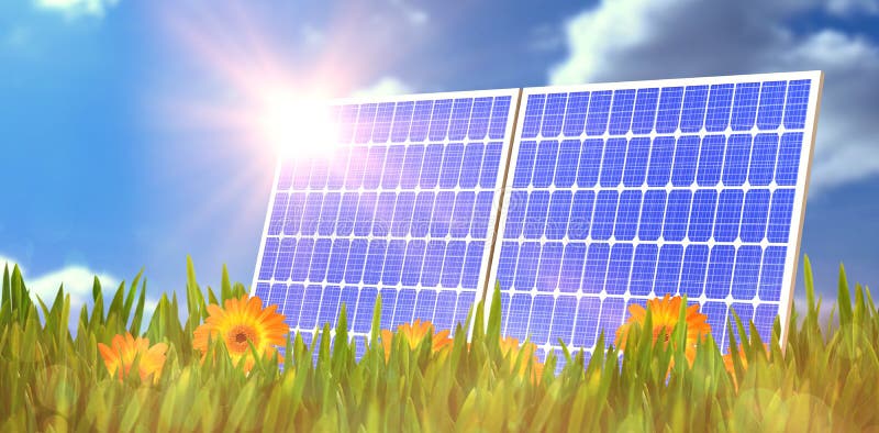 Digital Composite of 3d Solar Panel Stock Illustration - Illustration ...