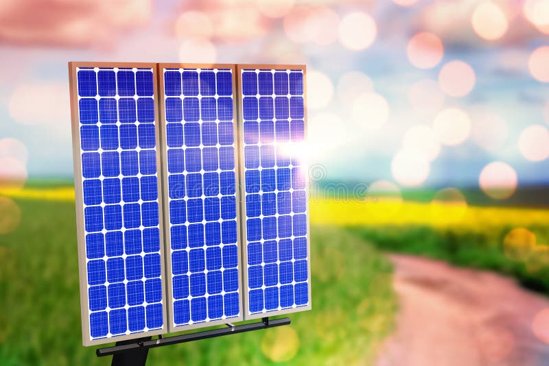 Digital Composite of 3d Solar Panel Stock Illustration - Illustration ...
