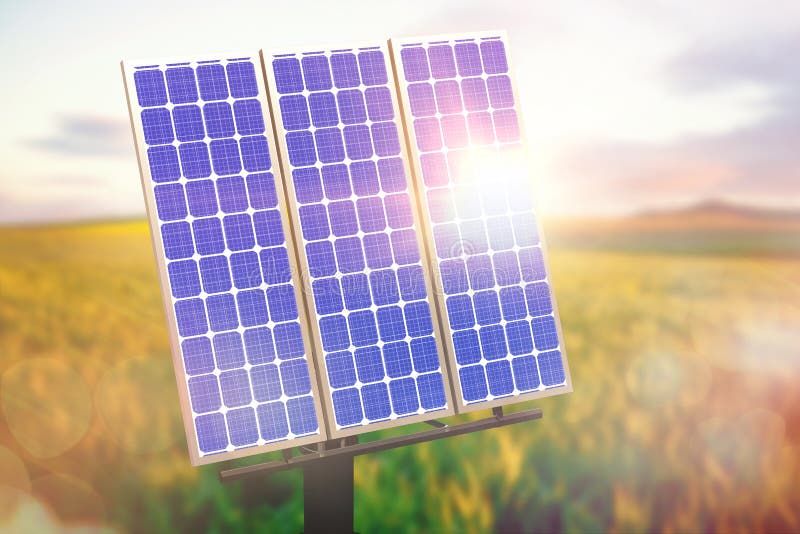 Digital Composite of 3d Solar Panel Stock Illustration - Illustration ...