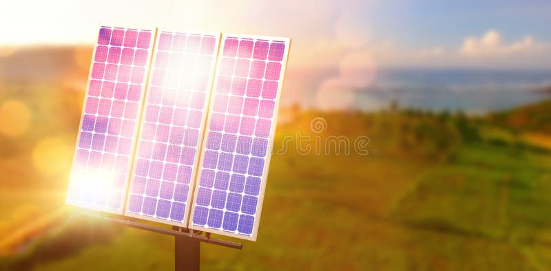 Digital Composite of 3d Solar Panel Stock Illustration - Illustration ...