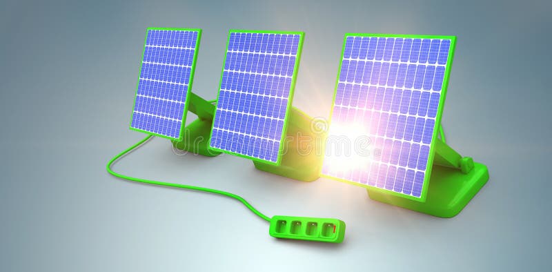 Digital Composite of 3d Solar Panel Stock Illustration - Illustration ...