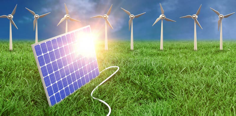 Digital Composite of 3d Solar Panel Stock Illustration - Illustration ...