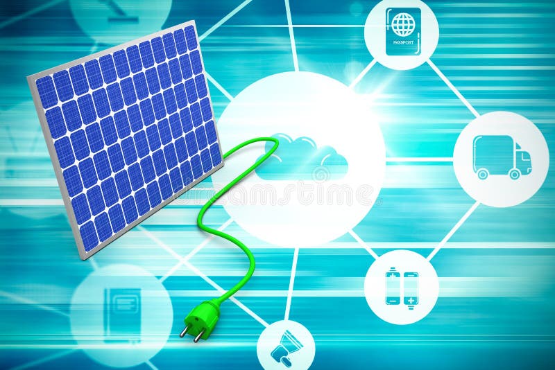 Digital Composite of 3d Solar Panel Stock Illustration - Illustration ...