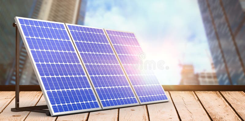 Digital Composite of 3d Solar Panel Stock Illustration - Illustration ...