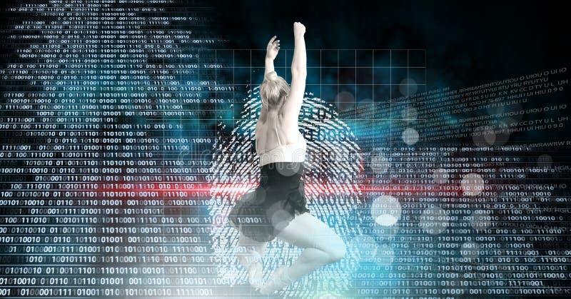 Dancer Dancing with Digital Technology Interface Stock Photo - Image of ...