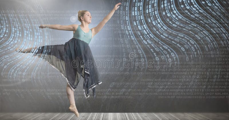 Dancer Dancing with Digital Technology Interface Stock Photo - Image of ...