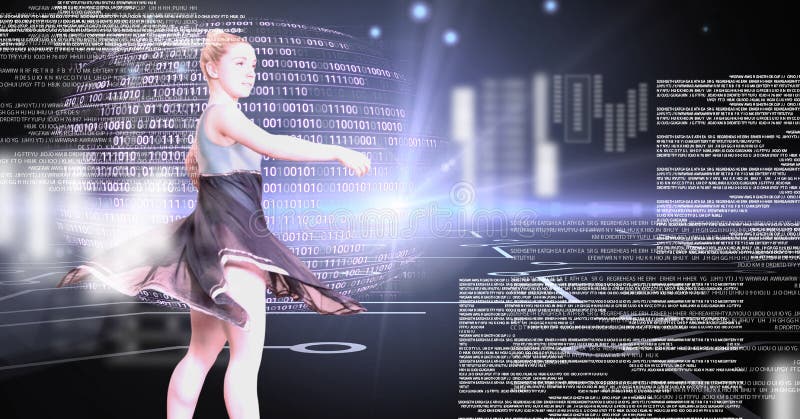 Dancer with Digital Technology Interface Stock Image - Image of effect ...