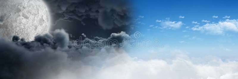 Day and Night Moon Cloudy Sky Contrast Transition Stock Illustration ... Day and Night Moon Cloudy Sky Contrast Transition Stock Illustration ...