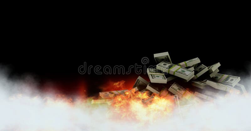Dollar Money Notes Burning in Fire Stock Illustration - Illustration of ...