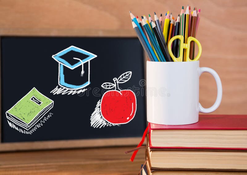 Education Drawings on Blackboard for School Stock Image - Image of ...