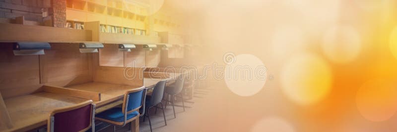 Education Library with Computer Study Transition Stock Image - Image of ...