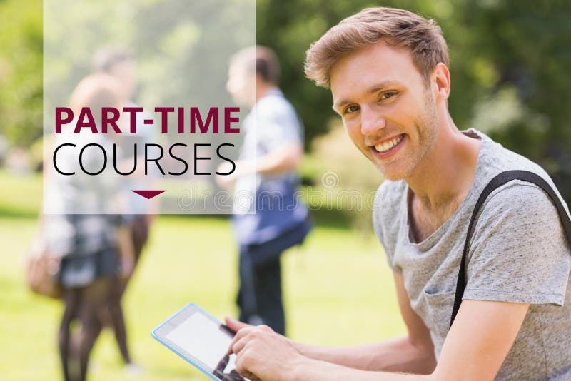 Education and Part-time Courses Text and Man Using a Tablet Stock Image ...