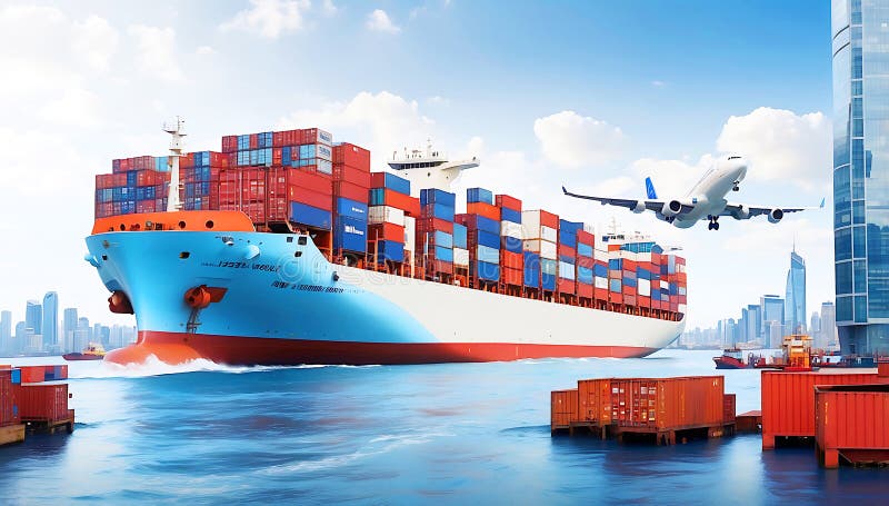 Digital Composite Featuring a Global Logistics Theme Stock Illustration ...