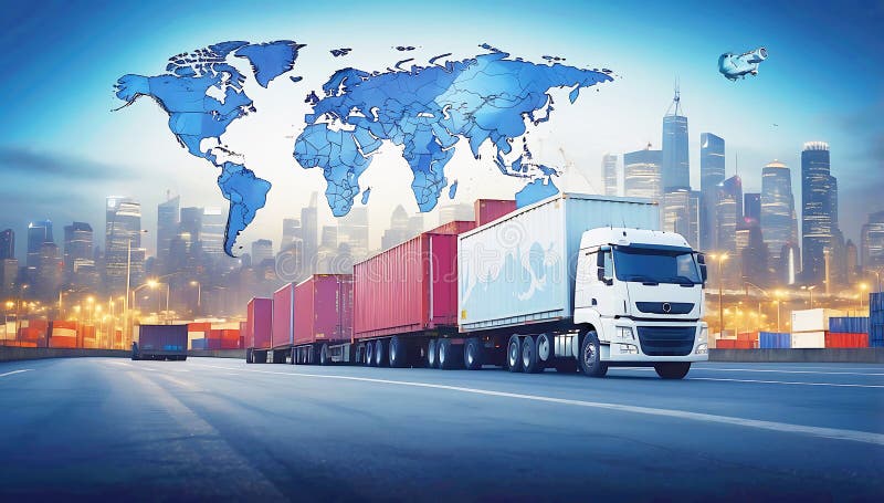 Digital Composite Featuring a Global Logistics Theme Stock Illustration ...