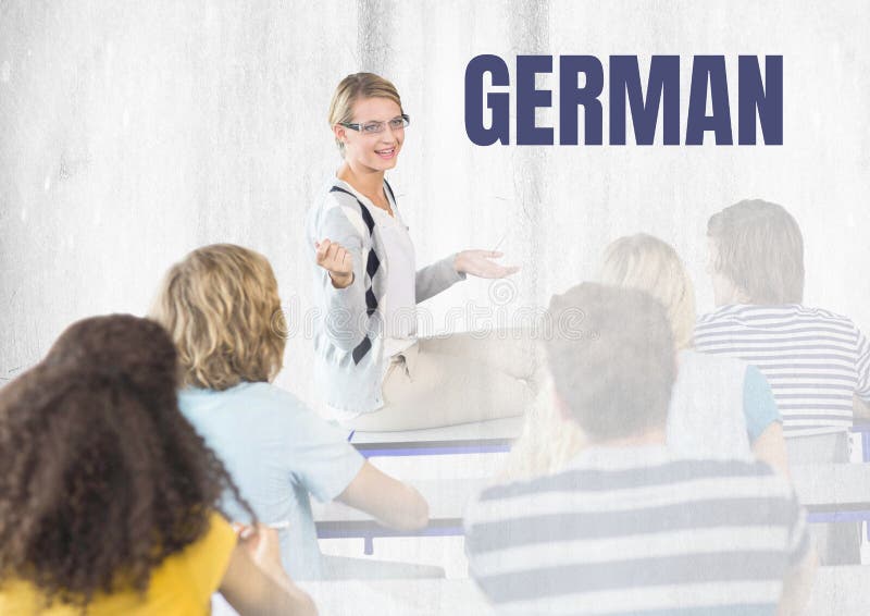 German Text and Teacher with Class Stock Image - Image of backgrounds ...