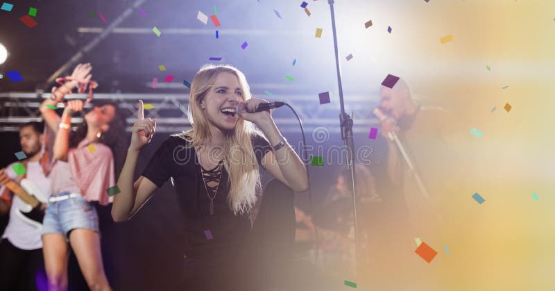 Girl Singing at Concert with Transition Stock Image - Image of event ...