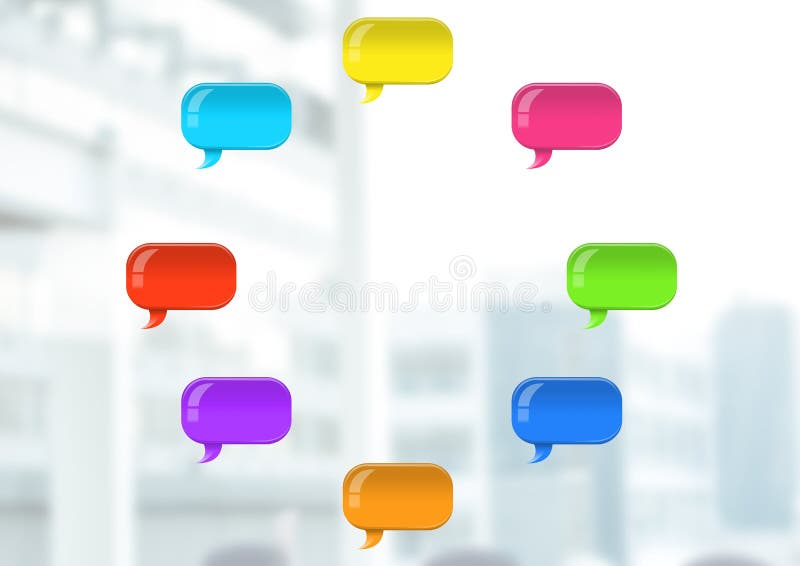 Group of Shiny Chat Bubbles Floating in Room Stock Illustration ...