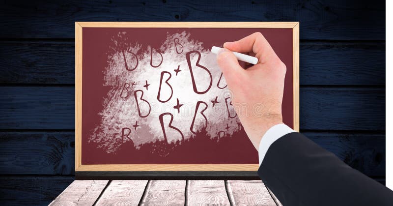 Hand Writing B+ Grade Letters on Blackboard Stock Image - Image of ...