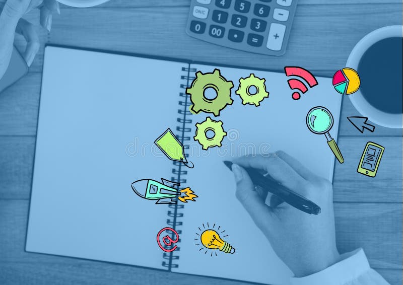 Hand Writing with Graph Overlays Stock Illustration - Illustration of ...