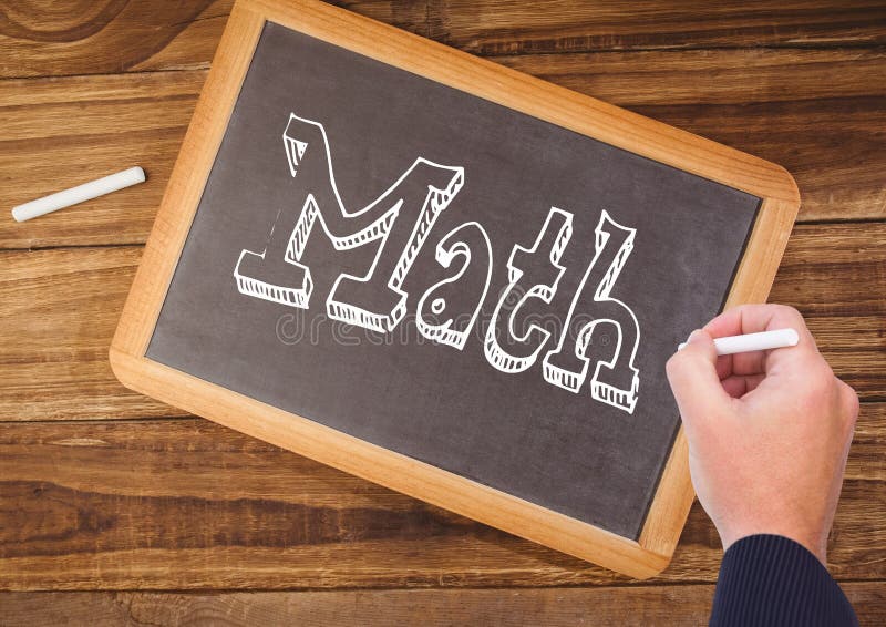 Hand Writing Math Text on Blackboard Stock Image - Image of adult ...