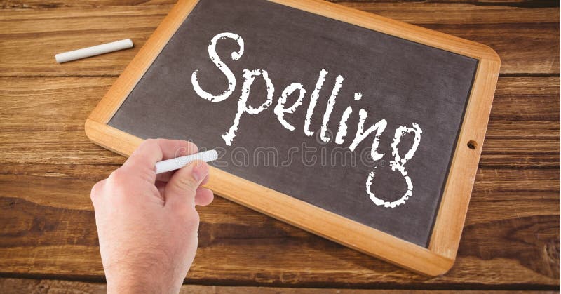 Hand Writing Spelling on Blackboard Stock Photo - Image of creativity ...