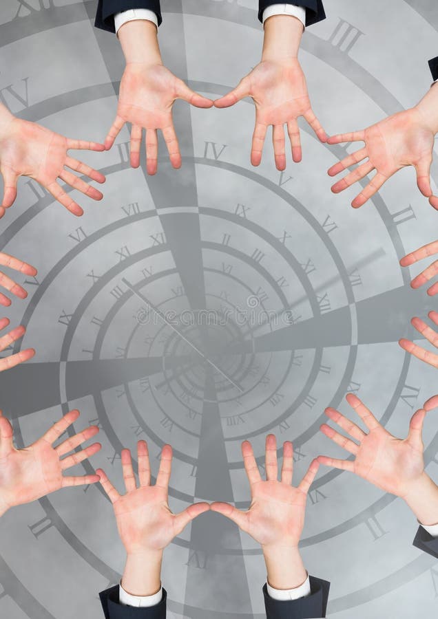 Hands in Circle Around Time Tunnel Twisting Stock Image - Image of ...
