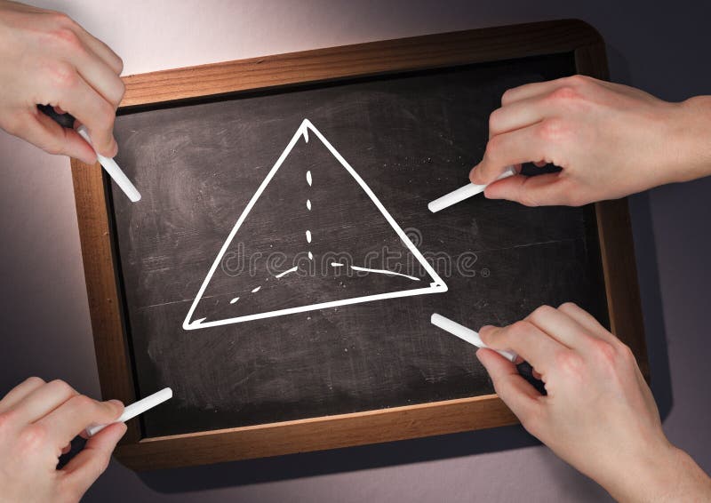 Hands Drawing Pyramid on Blackboard Stock Image - Image of blackboard ...
