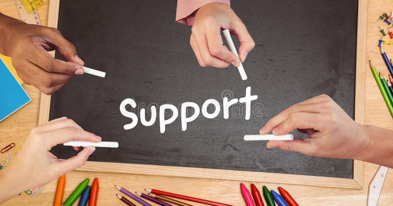 Hands Writing Support on Blackboard Stock Illustration - Illustration ...