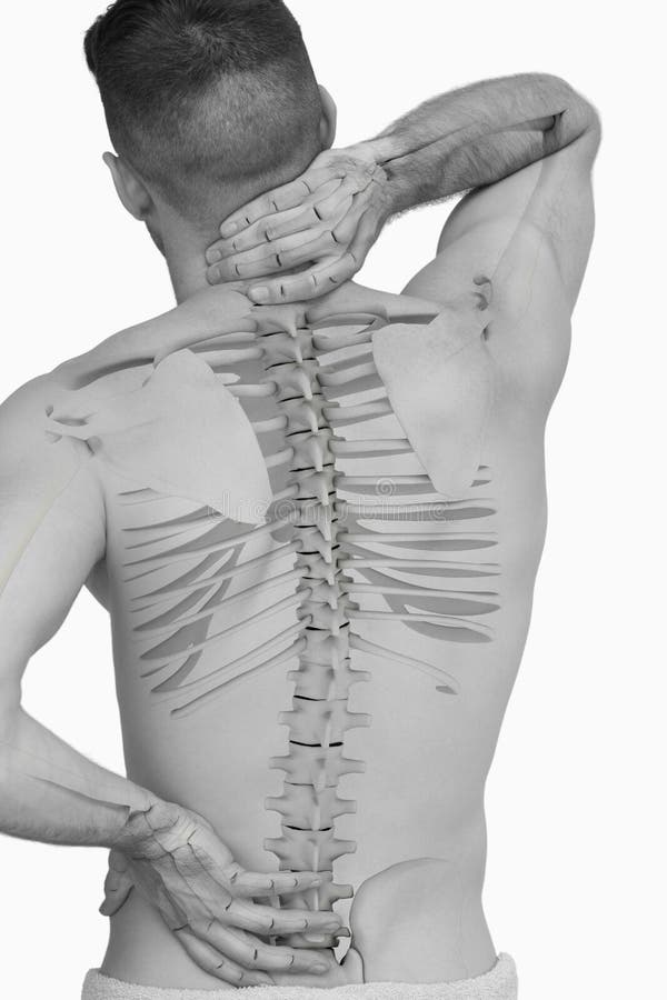 Digital Composite of Highlighted Spine of Man with Back Pain Stock ...
