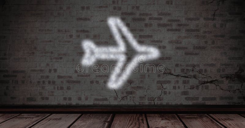 Digital Composite Image of Airplane Shape on Brick Wall Stock Image ...