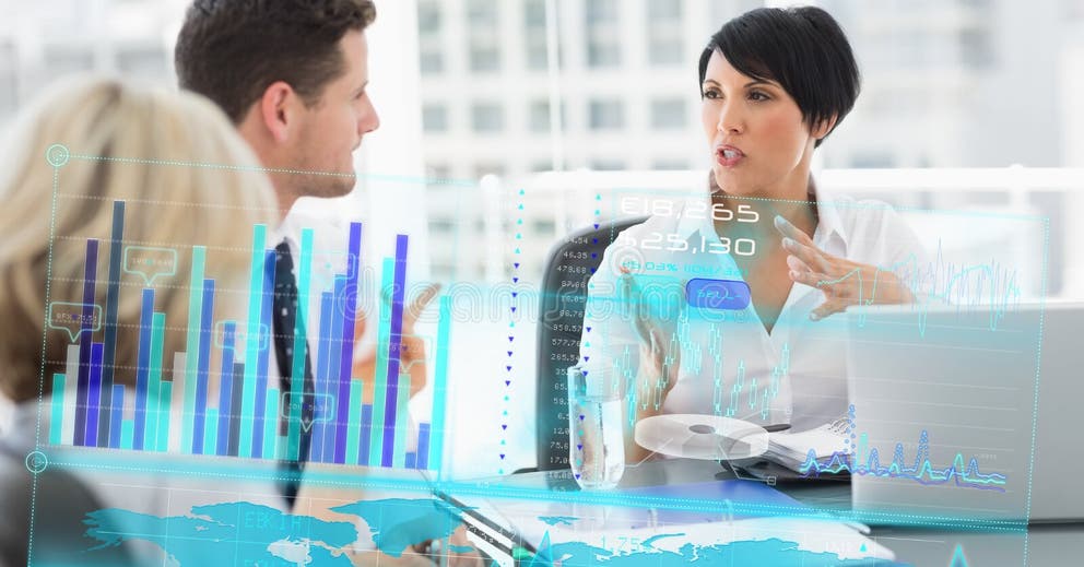 Digital Composite Image of Business People in Meeting with Graph on ...