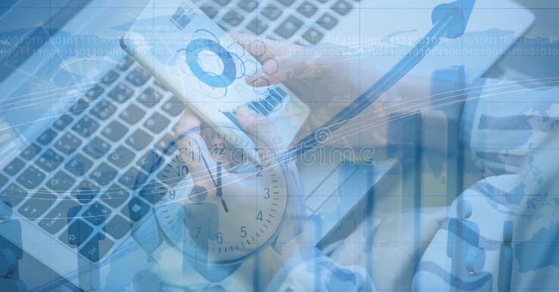 Digital Composite Image of Business Person Making Graph with Overlay ...