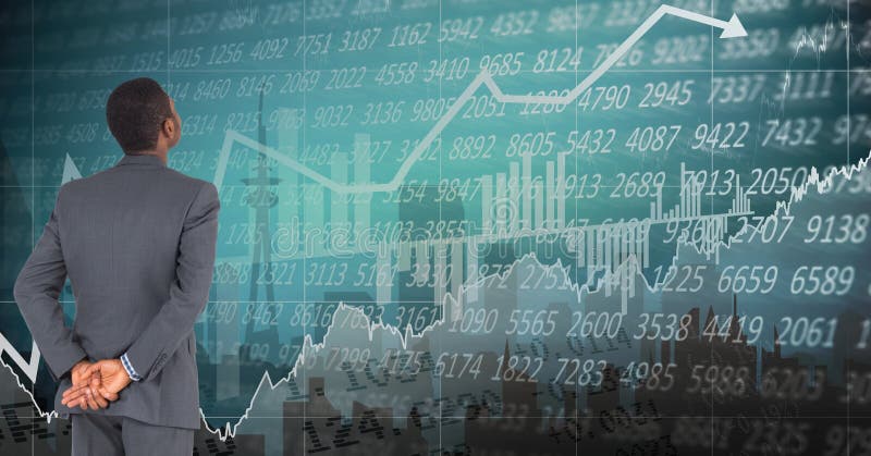 Digital Composite Image of Businessman Looking at Data on Screen Stock ...