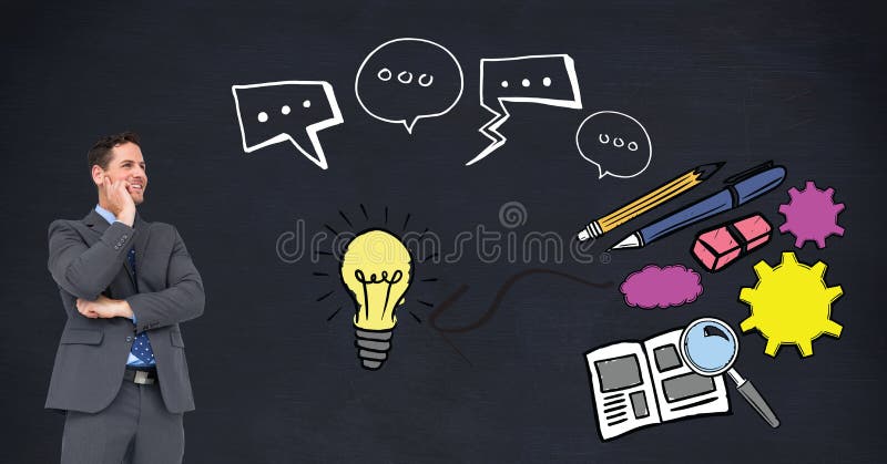 Digital Composite Image of Businessman Looking at Idea Graphics Stock ...