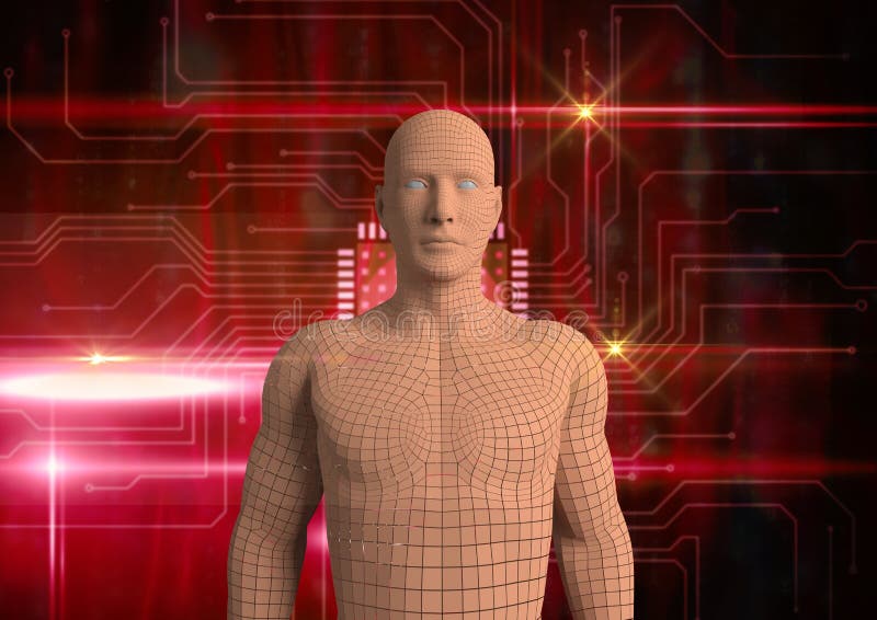 Digital Composite Image of 3d Human Over Abstract Background Stock ...