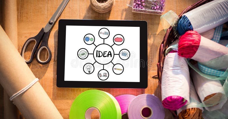 Digital Composite Image of Digital Tablet with Idea Sign by Craft ...
