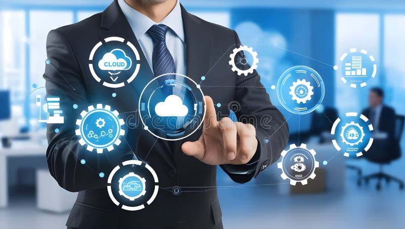 Data Analytics, and Automation, All Interconnected by Gear-like Shapes ...